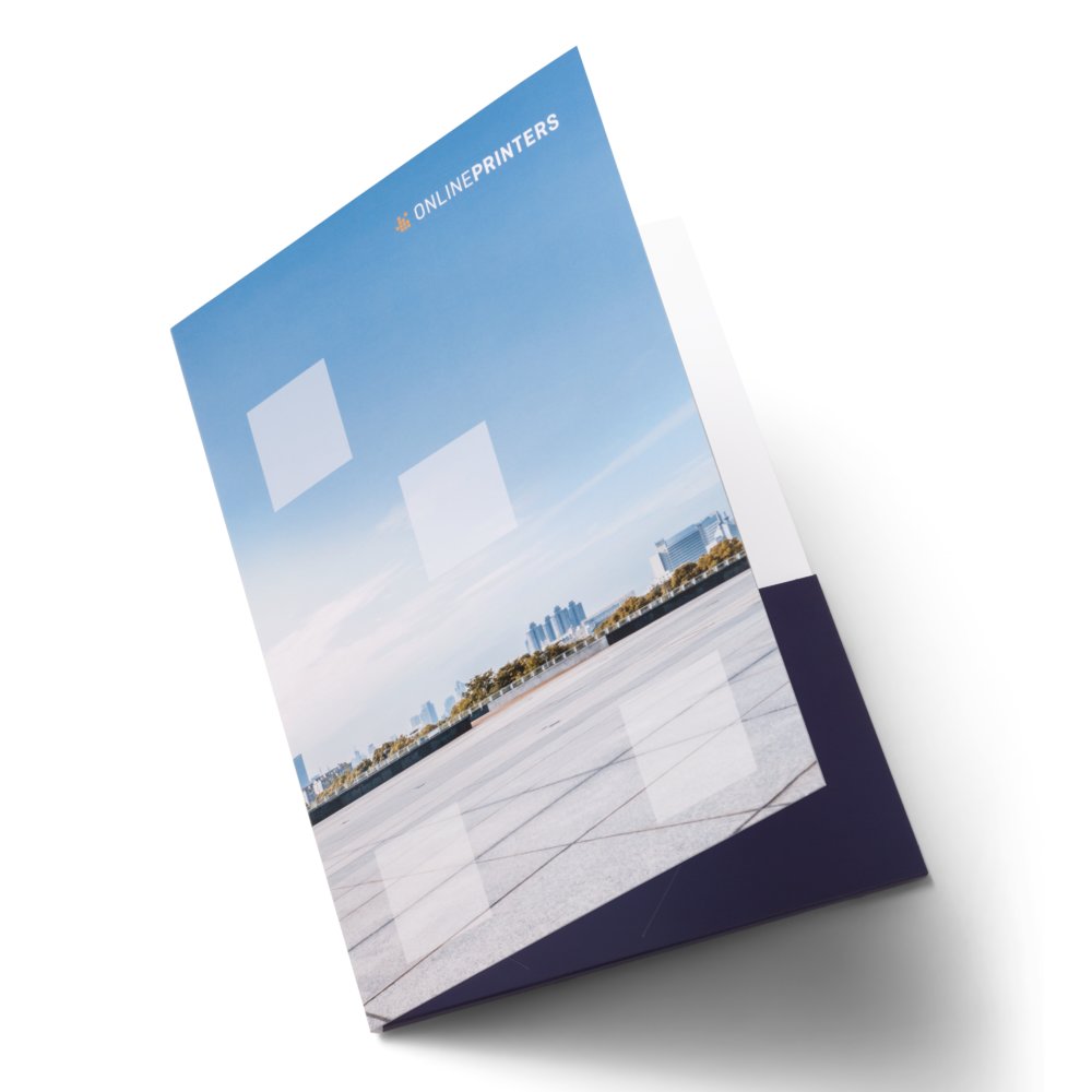 Folders with glued flap on right, A4, one flap at Onlineprinters