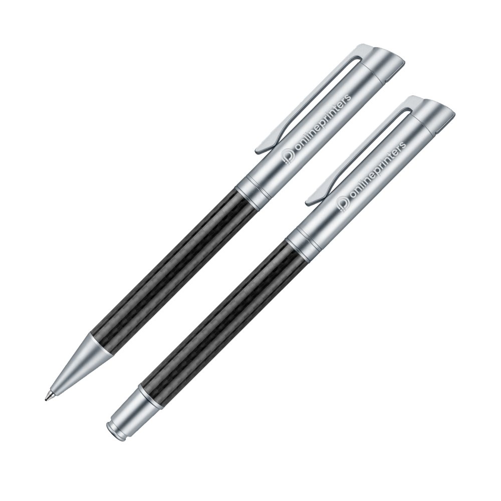 senator® Carbon Line set of ball pen and fountain pen in a case, 8 x 19 ...
