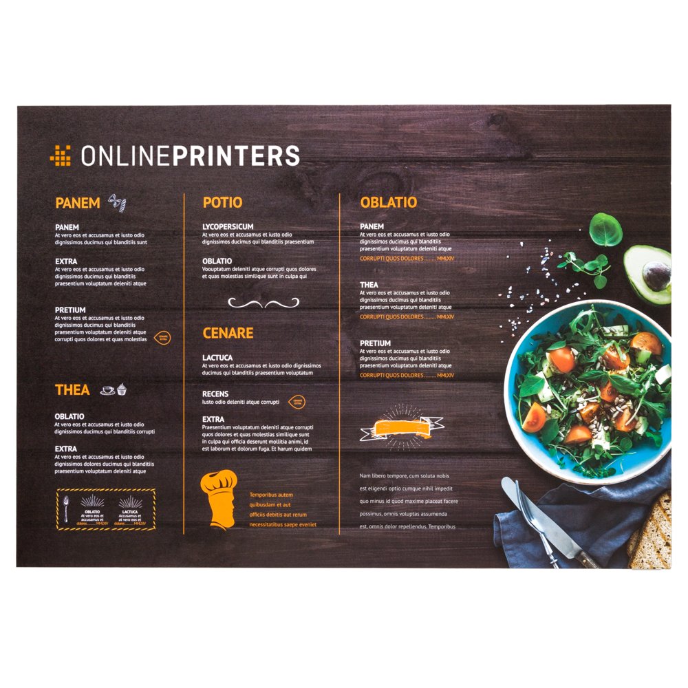 A3 Placemat Menus Printing - Free Delivery | Onlineprinters