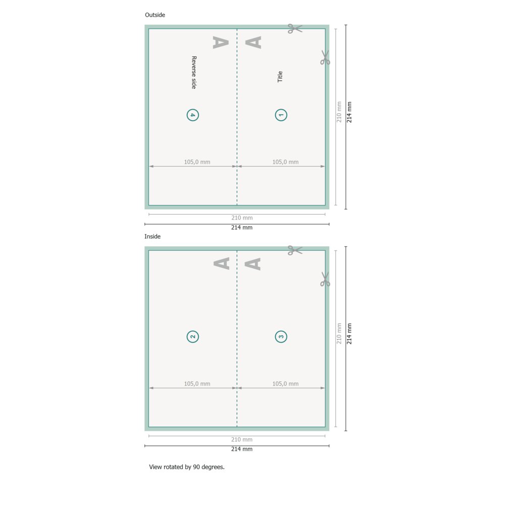 Folded cards, DL landscape, long side creasing, DL at Onlineprinters