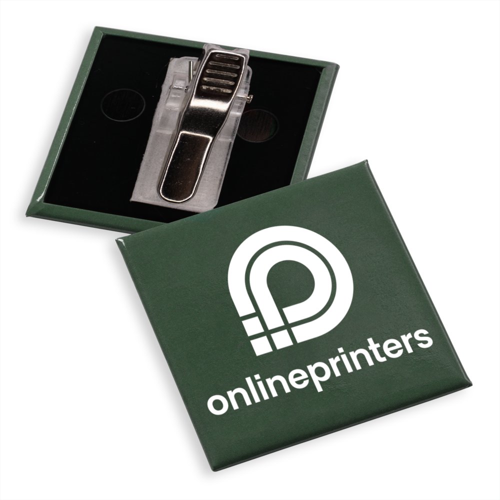 Buttons with clip fastener, 4.0 x 4.0 cm, square at Onlineprinters