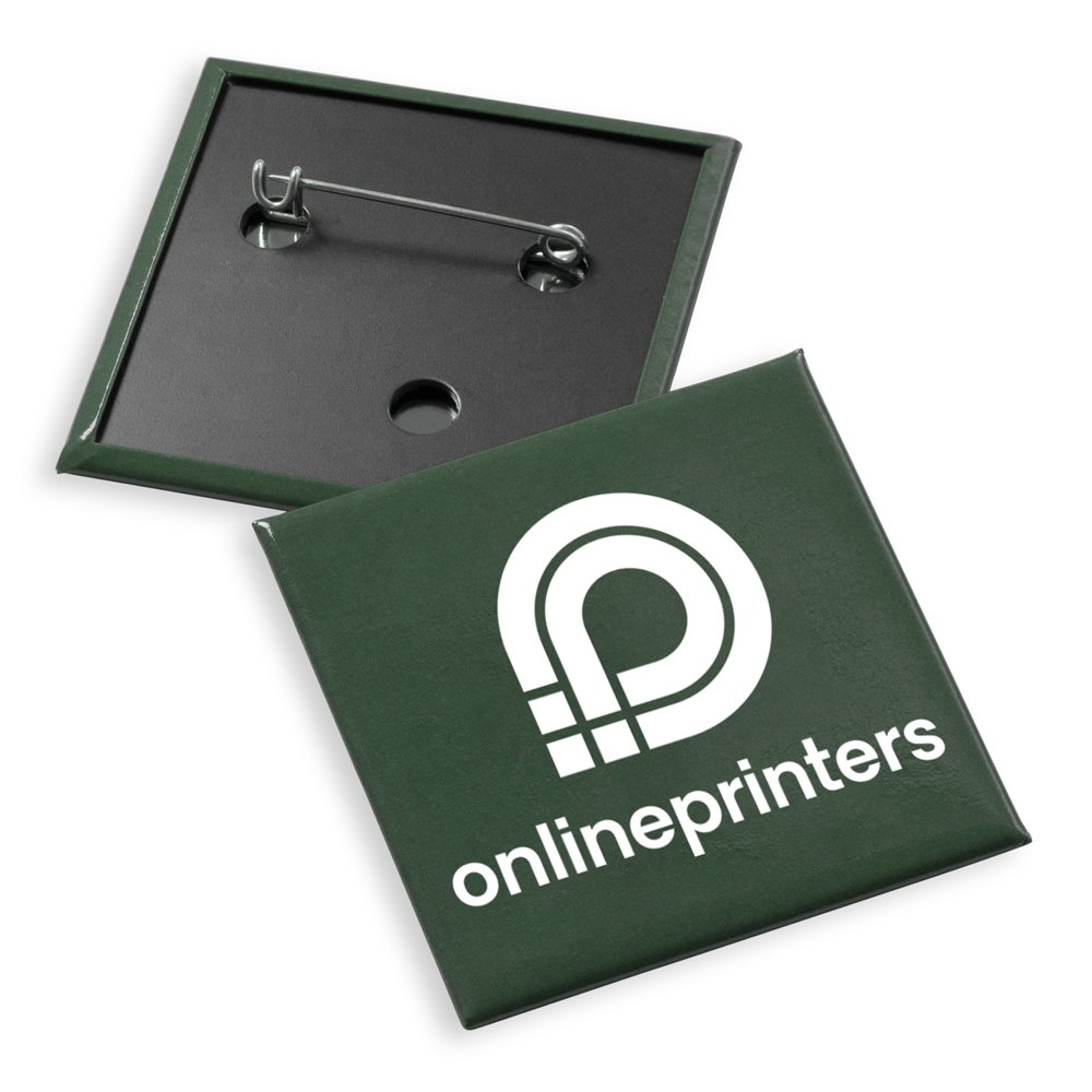 Pinback buttons, 4.0 x 4.0 cm, square at Onlineprinters