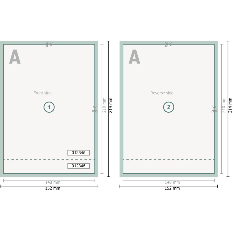 Voucher cards with optional perforation, A5, printed on both sides, A5 ...