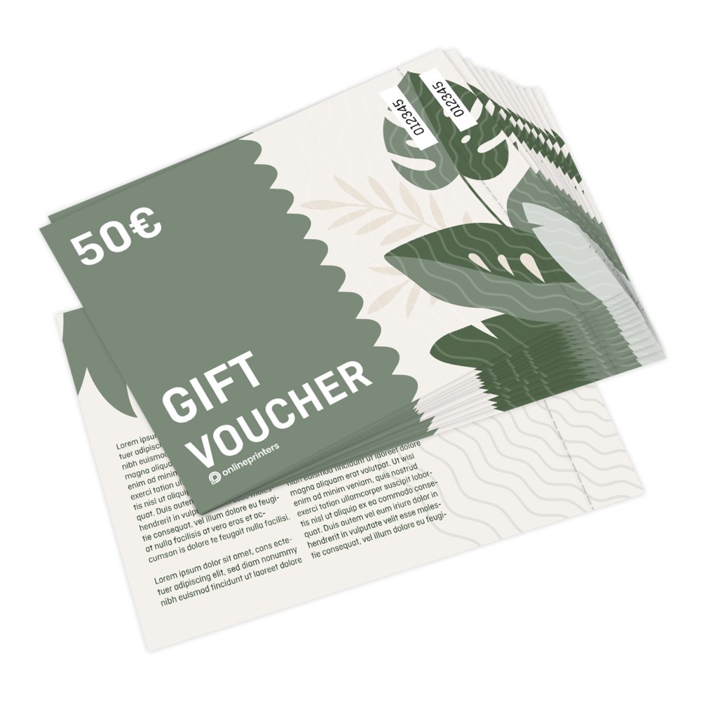 Voucher cards with optional perforation, A5, printed on both sides, A5 ...