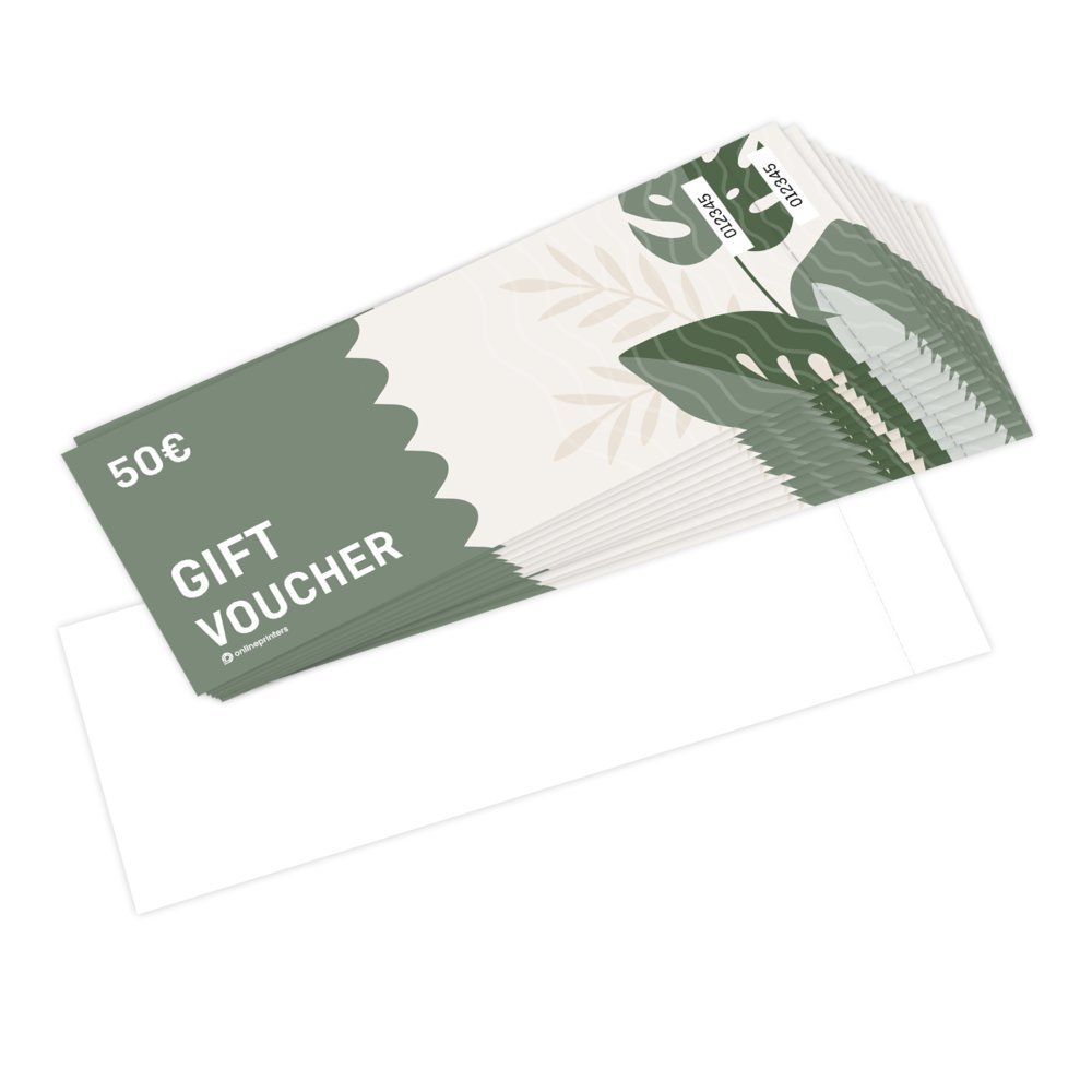 Voucher cards with optional perforation, A6-Half, printed on one side ...