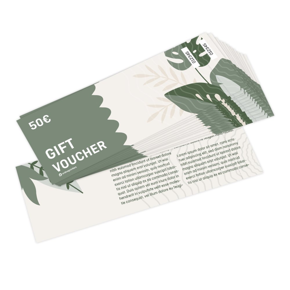 Voucher cards with optional perforation, A6-Half, printed on both sides ...