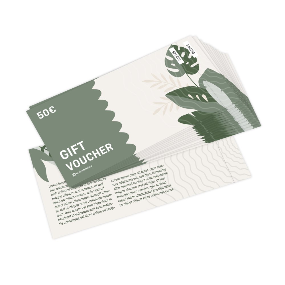 Voucher cards with optional perforation, DL, printed on both sides, DL ...