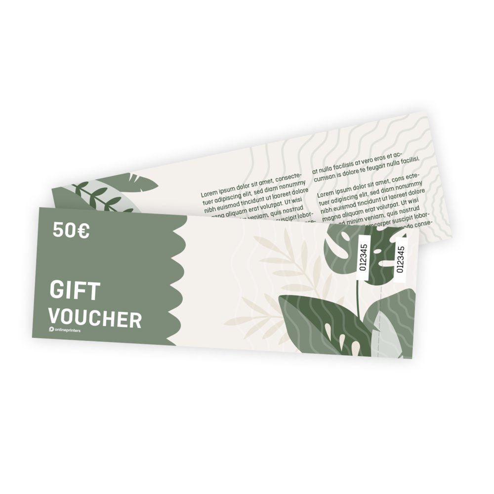 Voucher cards with optional perforation, DL, printed on both sides, DL ...