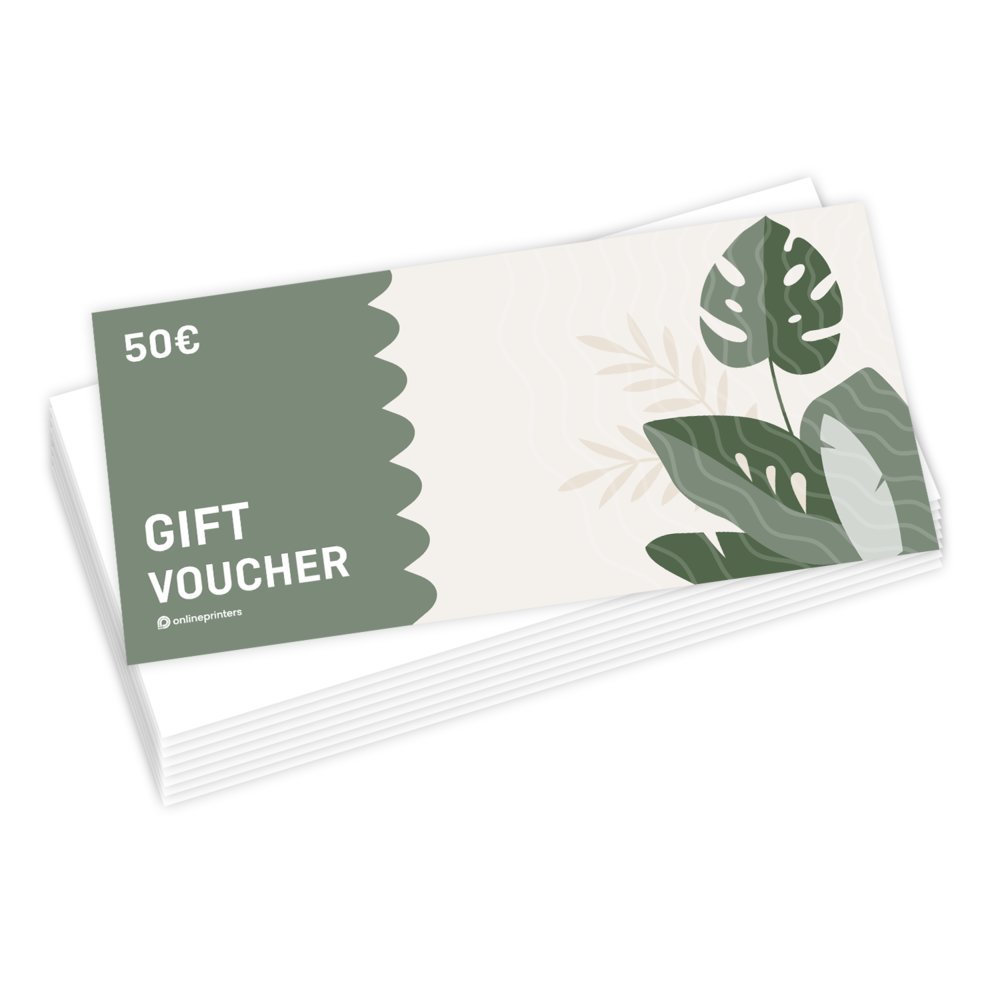 Simple voucher cards, DL, printed on one side, DL at Onlineprinters
