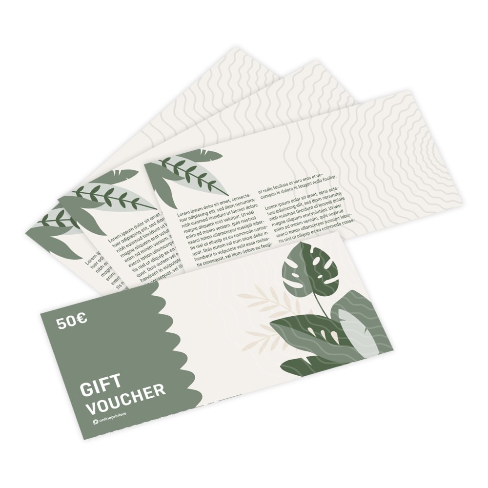 Simple voucher cards, DL, printed on both sides, DL at Onlineprinters