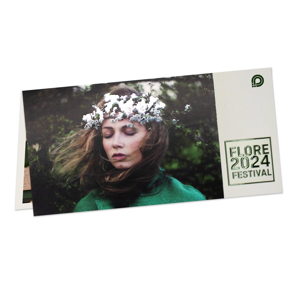 Folded cards with spot UV varnish, DL landscape, long side creasing, DL ...