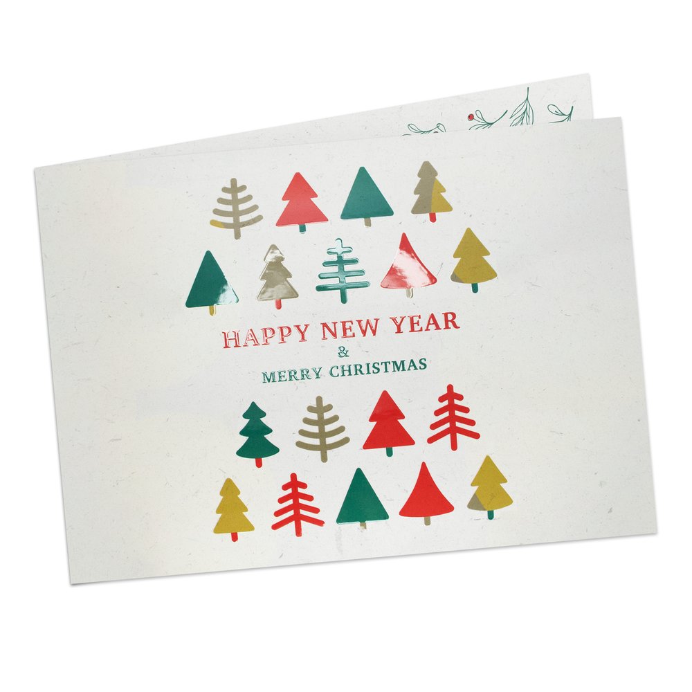 Folded Christmas cards with spot relief varnish, portrait, DL, DL at ...