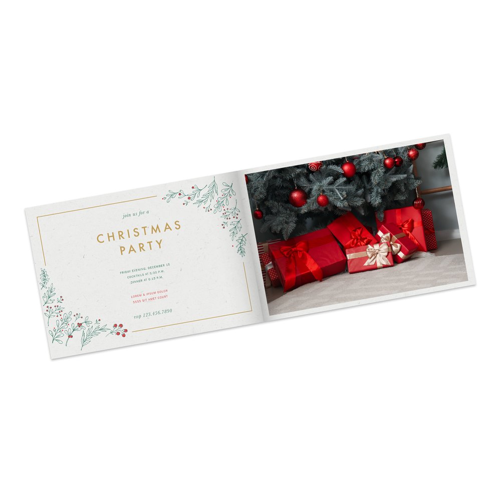 Folded Christmas cards with spot UV varnish, landscape, DL, DL at ...