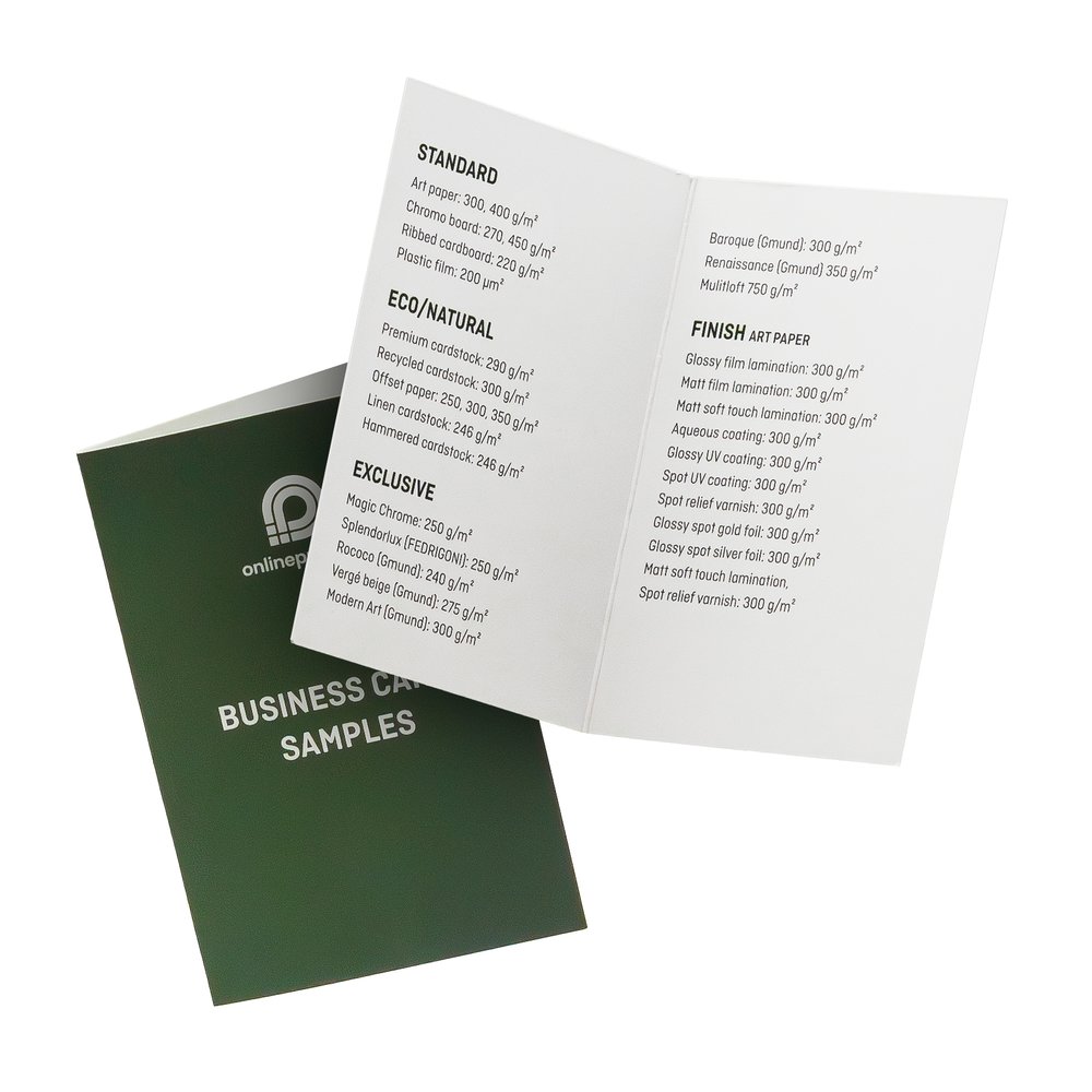 Business card sample, 9.3 x 2.6 cm at Onlineprinters